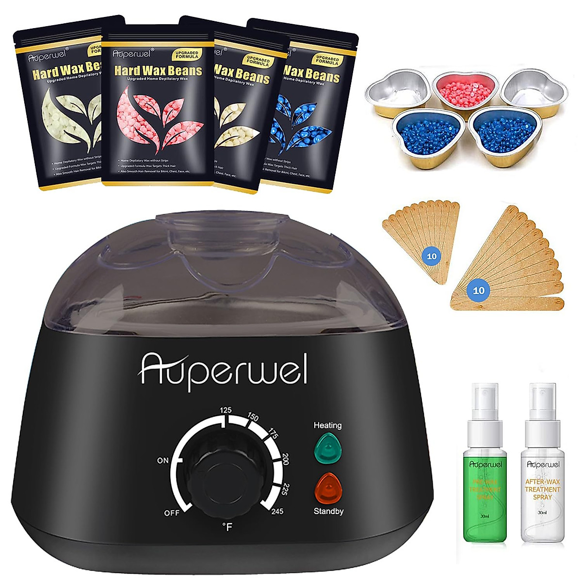 Waxing Kit for Women - Automatic Thermostatic Wax Warmer for Hair Removal Hard Wax Kit with 14.1oz Wax Beads, Beginner Wax Pot Wax Machine for Brazilian Waxing