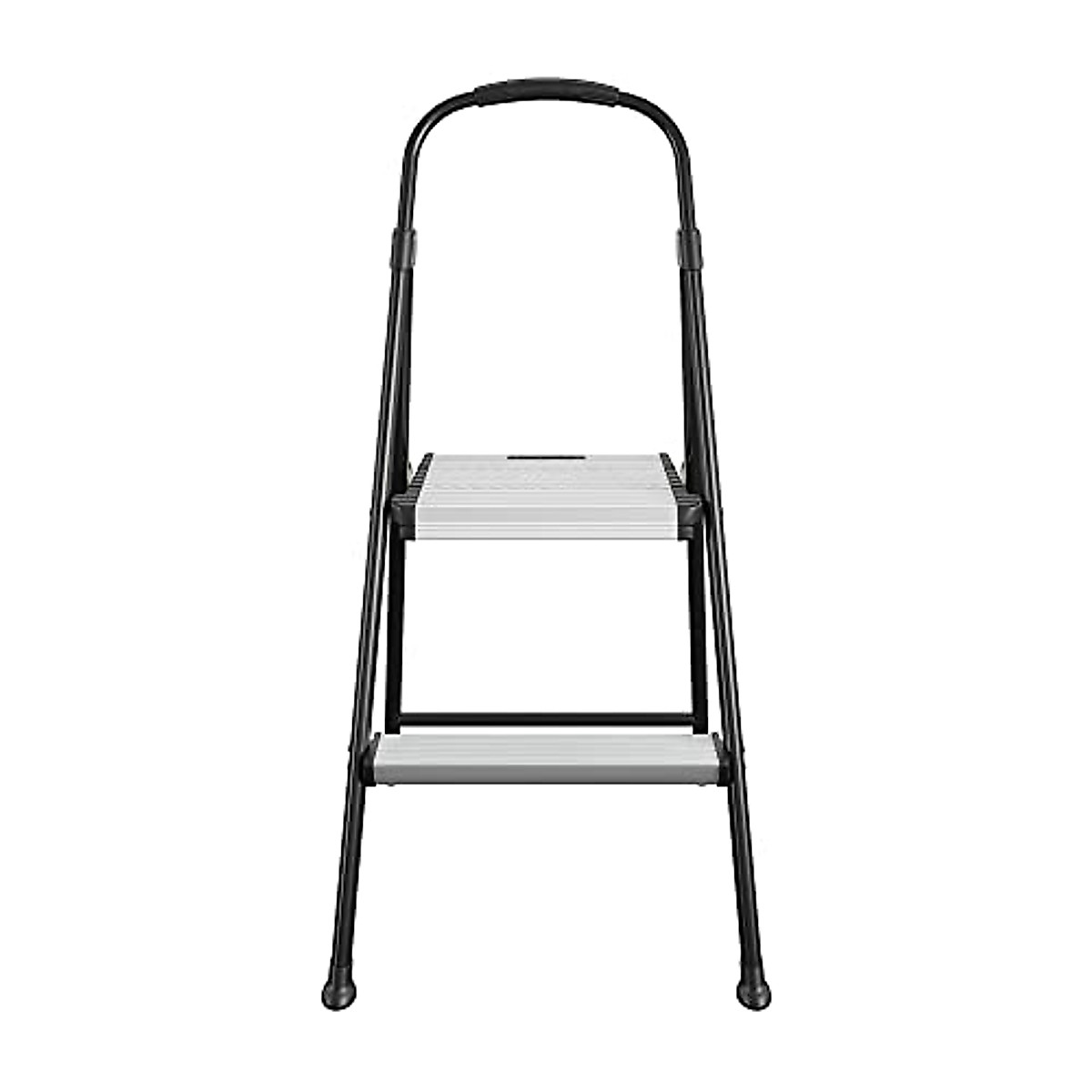 COSCO 2-Step Aluminum Folding Step Stool with Rubber Hand Grip, Black
