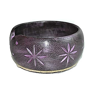 Hind Handicrafts Premium Solid Dark Handmade Crafted Wooden Portable Antique Yarn Storage Bowl - Holder for Knitting Crochet Hook Accessories (6" x 6" x 3", Purple)