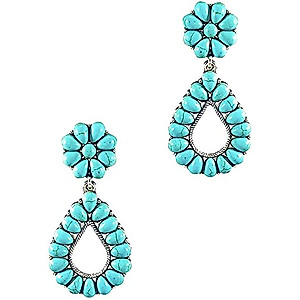 Turquoise Bohemian Small Delicate Metal Fashion Earring Teardrop Earrings Jewelry Gifts for Women