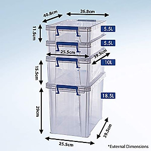 Bankers Box ProStore Plastic Storage Box Bonus Pack - 2 x 5.5 Litre, 1 x 18.5 Litre & 1 x 10 Litre