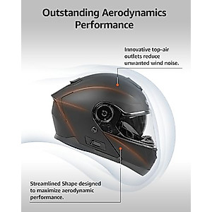 YEMA Modular Motorcycle Helmets, DOT Approved Full Face Motorcycle Helmet with Flip Up Dual Visor, Helmets for Adults Motorcycle Men Women Helmets for Street Scooter ATV E-bike - YM-926 Black