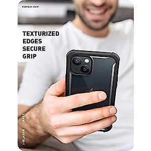 i-Blason Ares Designed for iPhone 14 Plus Case 6.7 inch (2022 Release), Dual Layer Rugged Clear Bumper Case with Built-in Screen Protector (Black)