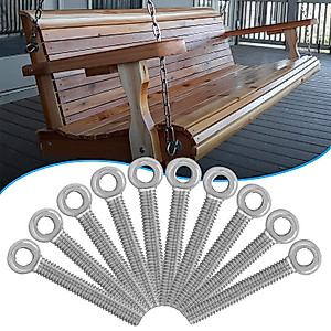 Augiimor 10pcs 304 Stainless Steel Eye Bolt M6 x 40mm Welded Closed Shoulder Swing Lifting Eye Bolt Machinery Shoulder Screw Rod Eye Screw Bolts