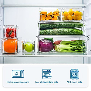 BEWAVE Fridge Organizer, 7 Pack Stackable Refrigerator Organizer Bins with Lid, Clear Containers, BPA-Free Plastic Food Storage for Food, Drinks, Fruits, Vegetable