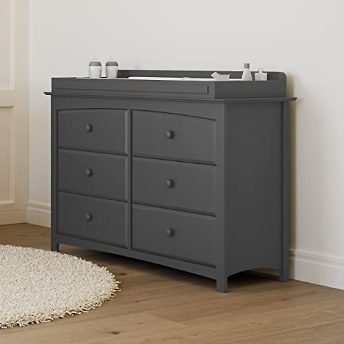 Storkcraft Kenton 6 Drawer Double Dresser (Gray) – Dresser for Kids Bedroom, Nursery Dresser Organizer, Chest of Drawers for Bedroom with 6 Drawers, Universal Design for Children’s Bedroom