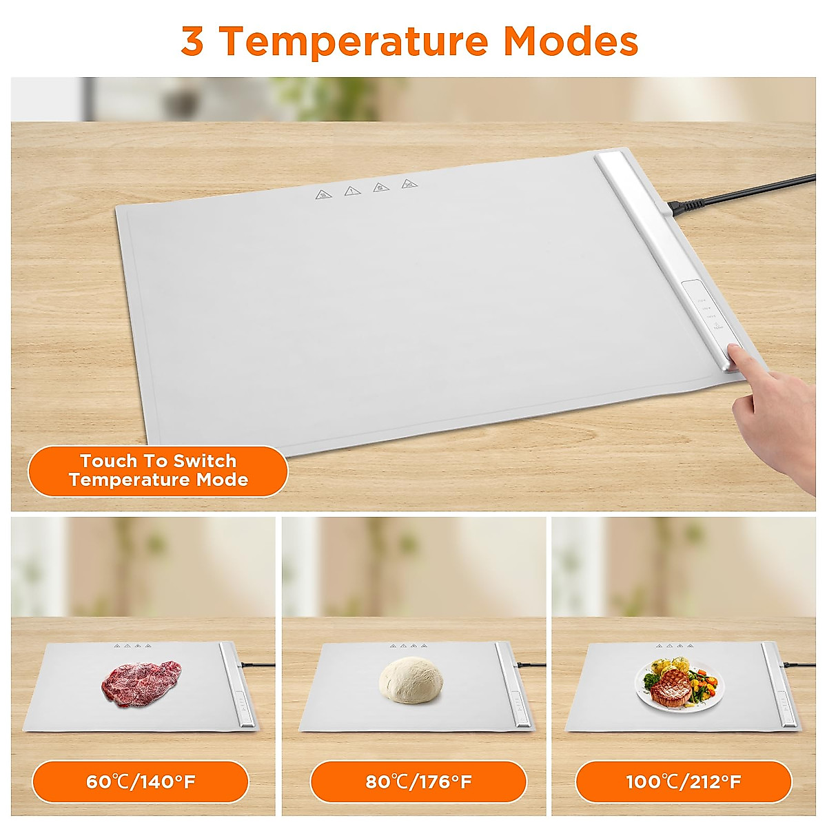 Electric Warming Tray with 3 Adjustable Temperature for Buffets Party, Fast Heating, Silicone Foldable Food Warmer for Family Gatherings, Holidays, Parties, Everyday Use, Hot Plate