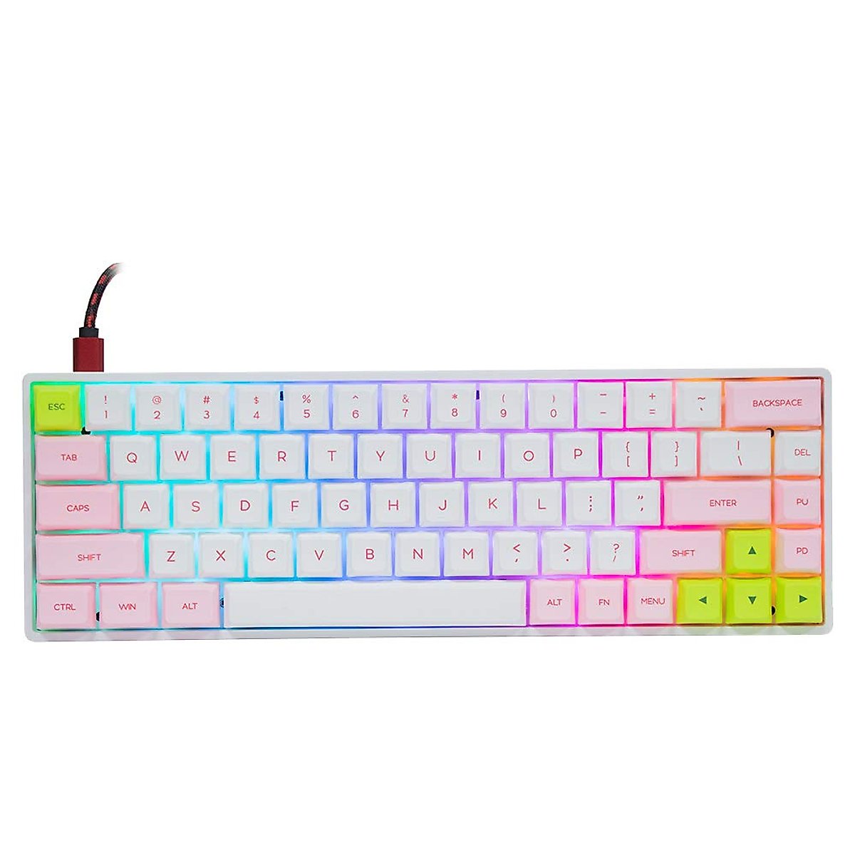 EPOMAKER SKYLOONG SK68S Hot-swap RGB Bluetooth5.1 Wireless/Wired Mechanical Keyboard with 1900mAh Battery, Dye-subbed PBT GSA Keycaps for Mac/Win/Android/iOS (Gateron Optical Red, Pink White)