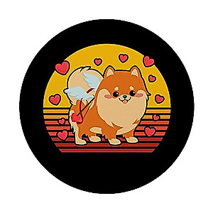 Valentines Day Cute Dog Pomeranian Puppy Dog Cupid Retro PopSockets Swappable PopGrip