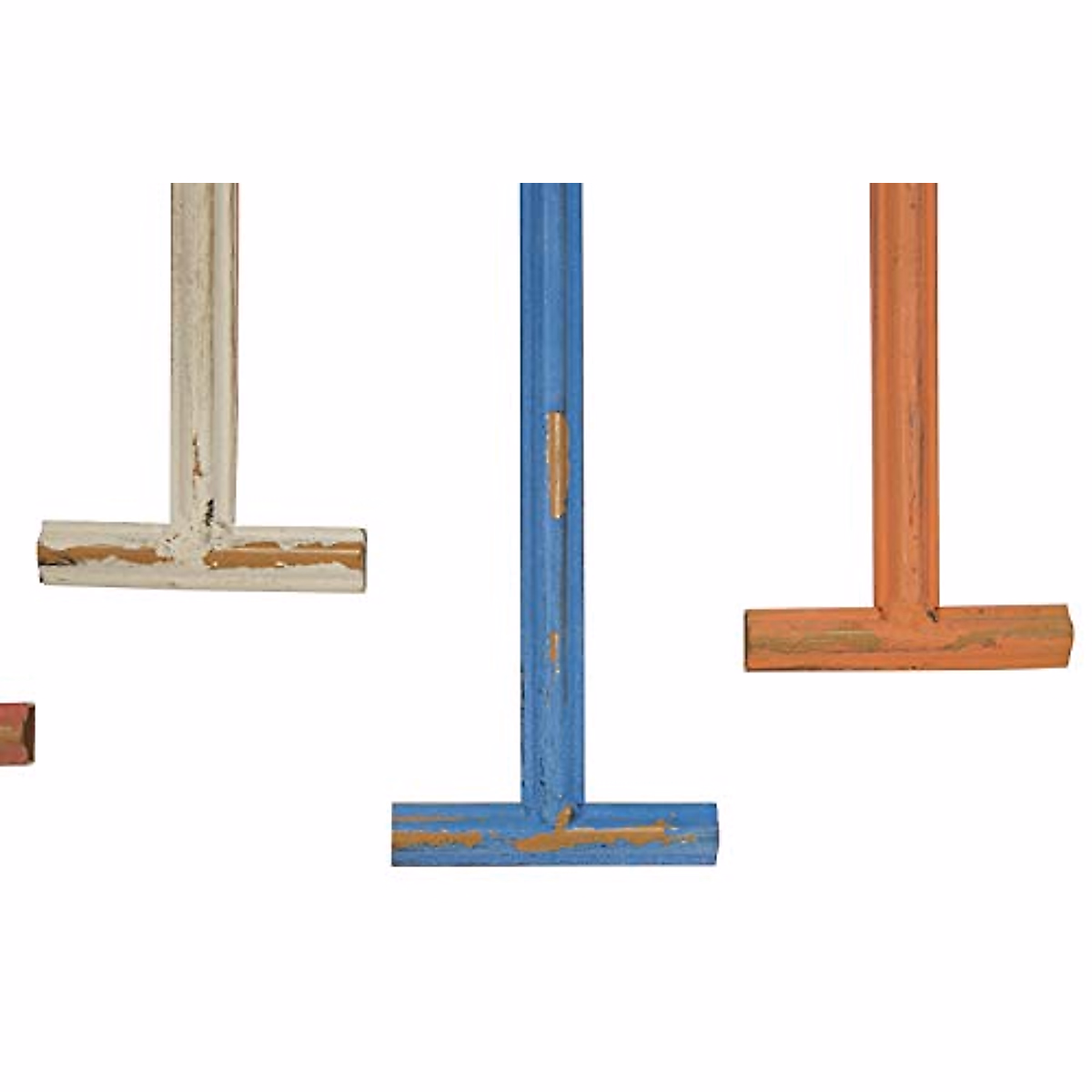 Deco 79 Metal Paddle Indoor Outdoor Distressed Oar Shaped 8 Hooks Wall Hook, 26" x 1" x 20", Multi Colored