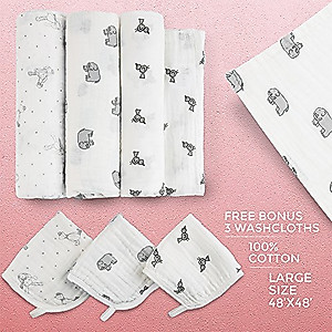 Maki's Connecting Hearts Baby Muslin Swaddle Blankets 3 + 3 Pk Large100% Cotton Newborn Receiving Blanket