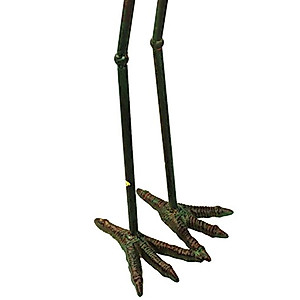 Seraphic Cast Iron Garden Decor Crane Bird Statues, Antique Green, Set of 2