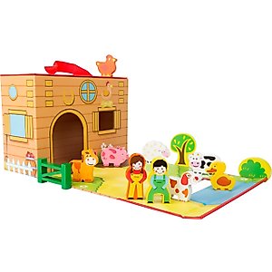 Small Foot Wooden Toys Farm Themed playworld in a Carrying case Designed for Children 3+, Multi (11111)