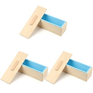 3 PCS Soap Loaf moldss, 42 oz Soap moldss for Soap Making with Wooden Boxes, Set of 3, Soap Bar Box Can Be Used for Homemade Soap Produce, Soap Making, Ideal Size and Large Capacity