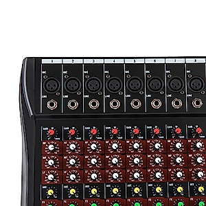 8-Channel Audio Mixer 110V Professional Live Studio DJ USB Bluetooth Stage Mixing Console 18W