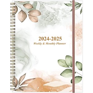 2024-2025 Planner - A4 Weekly & Monthly Planner to Achieve Goals & Increase Productivity, July 2024 - June 2025, 8.5" x 11", Rose Leaf