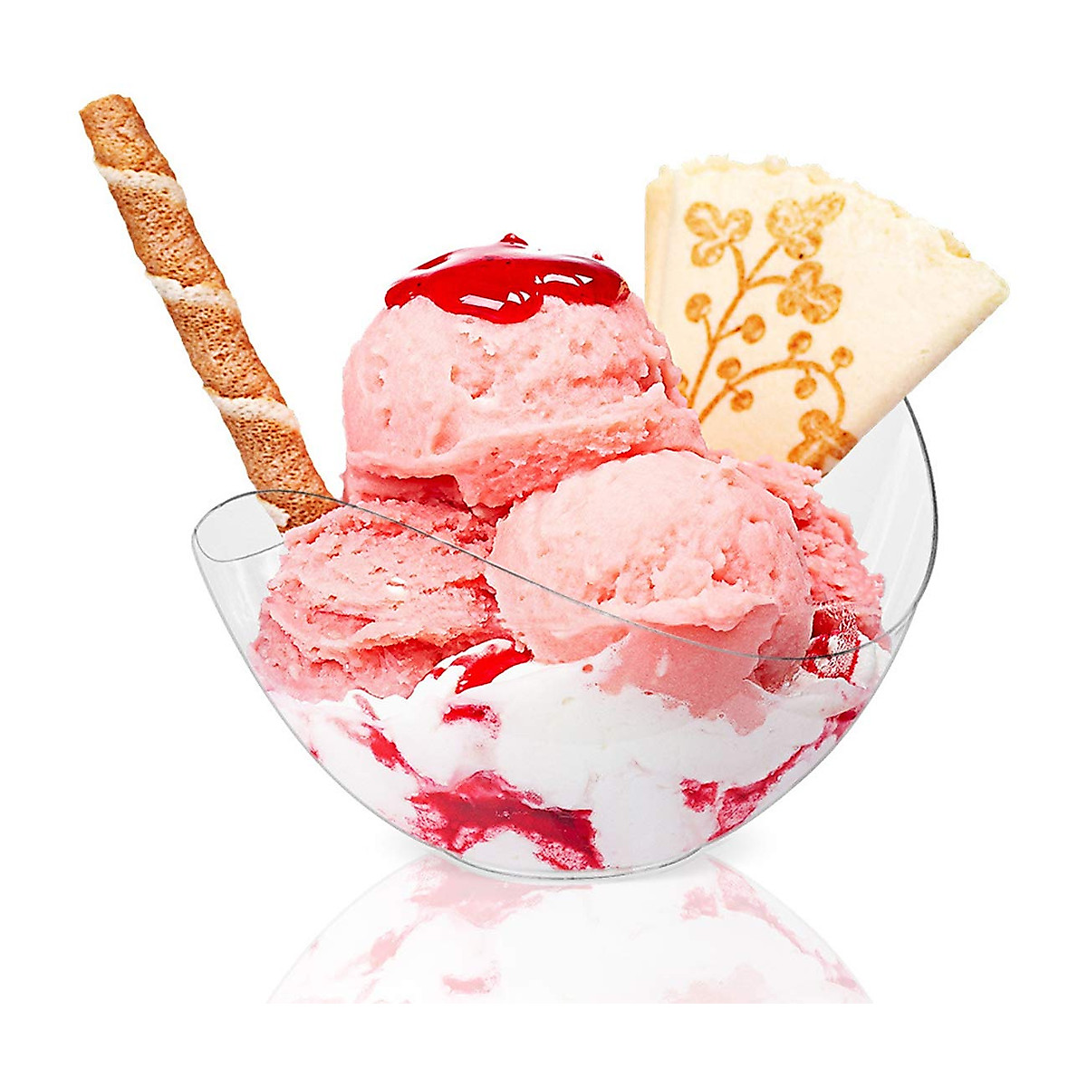 Lawei 150 Count 2 oz Mini Dessert Cups - Plastic Dessert Bolws Dessert Plates Appetizer Serving Bowls for Party, Wedding and More