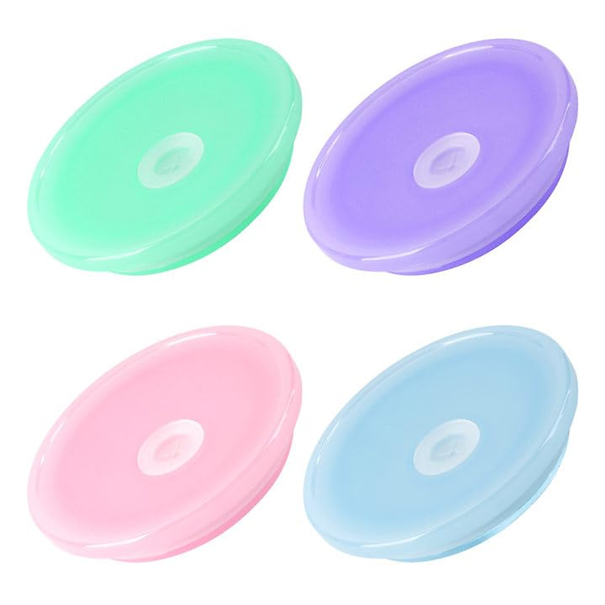 Joyclub 4 Pack Acrylic Lids Fit for 16oz Glass Cups with Lids and Straws, Replacement Lids for Drinking Beer Glasses with Bamboo Lids Iced Coffee Glasses Cute Tumbler Cup (Multi Light)