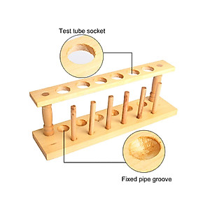 ONWRACE HASEAN Storage Wooden Burette Test Tube Holder Support with Stand Sticks Rack Shelf, 6/8/10/12 Holes Laboratory Instrument Test Tube Support Rack Stand Shelf- 12