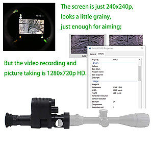 Megaorei 3 A 720p HD Hunting Night Vision Scope Camcorder Monocular Clip on Attachment with Built-in 850nm Infrared IR Flashlight (Without TF Card and Battery)