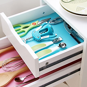 ZOOFOX 24 Pieces Refrigerator Liners for Shelves, Washable Refrigerator Mats, Kitchen Cover Pads for Glass Shelves, Cupboard, Freezer, Table Mat, Cabinet