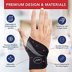 Dr. Arthritis Doctor Developed Copper Wrist Brace/Wrap for Carpal Tunnel Support, Wrist Splint Brace -F.D.A. Medical Device & Doctor Handbook-Night Support for Women Men-Right & Left hands (Single)