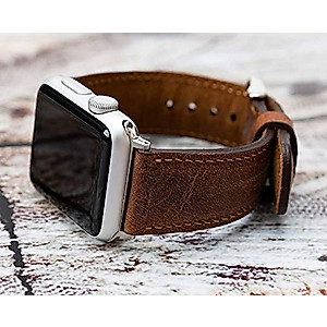 VENOULT iWatch Series 9, Ultra 2 Compatible Apple Watch Bands for Man or Women 49mm, 48mm, 47mm, 45mm, 44mm, 41mm, 40mm, Series 9-1 Dark Brown Genuine Leather Bull Strap, HANDMADE