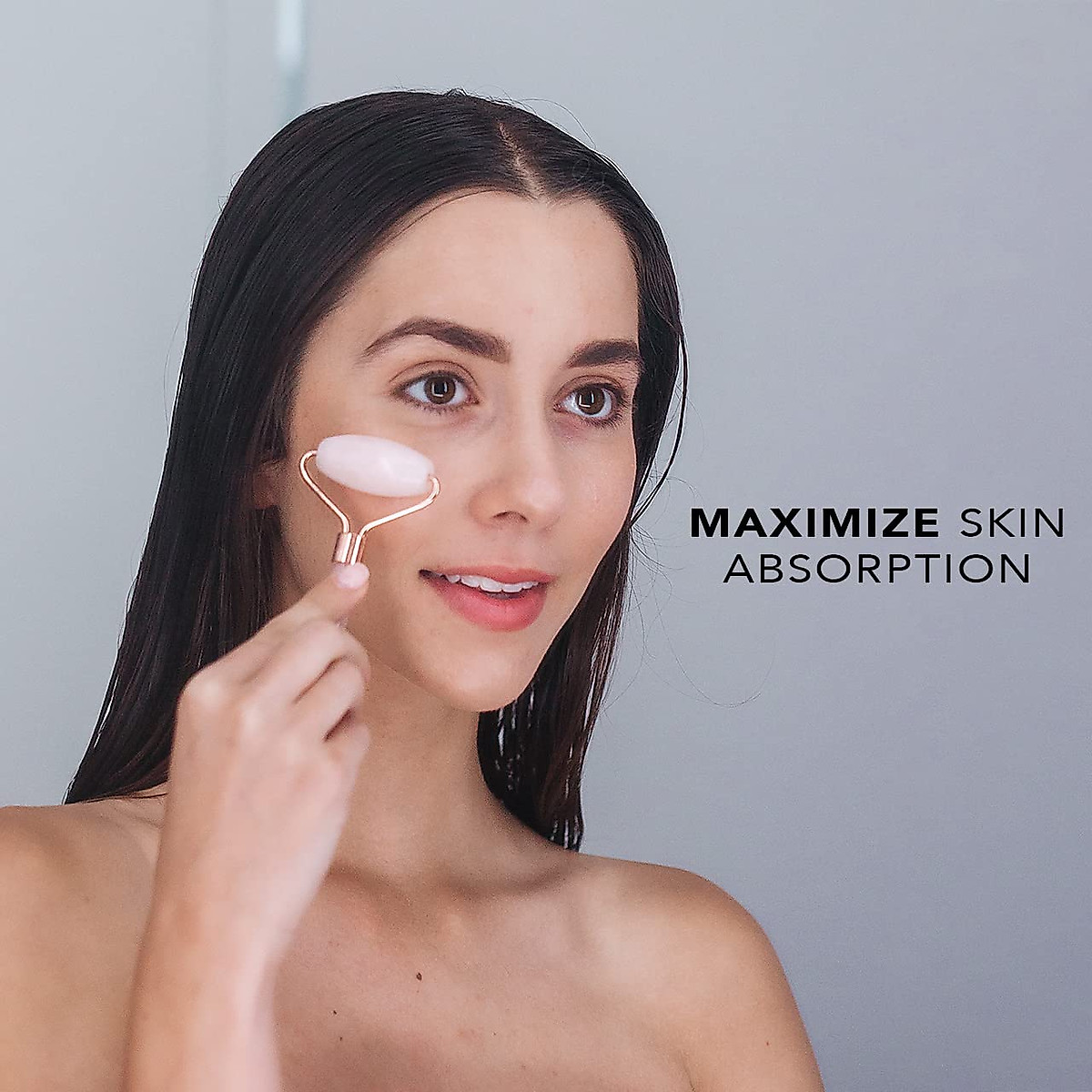 Kitsch Face Massager Rose Quartz Face Roller for Skin Care, Facial Roller & Jade Roller for Face Aging Wrinkles and Lifting, Eye Roller for Puffy Eyes, Rose Quartz Roller for Face Neck Fine Lines 1 Pc