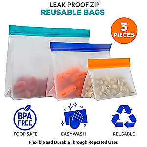 Reusable Ziplock Silicone Food Storage Bags Resealable Plastic Flat Standing Exultimate