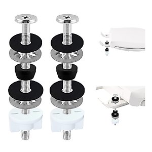 Hygie Rinse 2pcs Toilet Seat Bolts, Universal Heavy Duty Toilet Seat Screws Replacement, 3 Inches Stainless Steel Downlock Nuts Rubber Washers Gaskets Toilet Repair Screw Kit