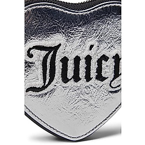 Juicy Couture Shear Genius Heart Zip Around Metallic Silver One Size