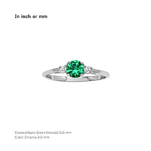 Silvershake Petite Green Nano Emerald & White CZ 925 Sterling Silver Promise Ring Size 6