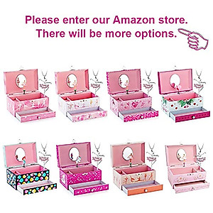 RR ROUND RICH DESIGN Kids Musical Jewelry Box for Girls with Drawer and Jewelry Set with Ballerina Theme - Swan Lake Tune Pink