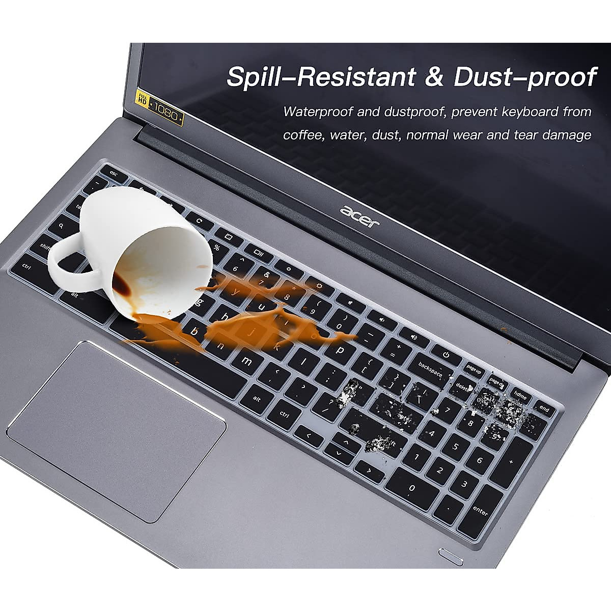 Keyboard Cover for Acer Chromebook 315 CB315 15.6 & Chromebook 715 CB715 15.6 inch with Numeric Keypad, Acer Chromebook 17.3" 317 CB317 Skin Protector, Black