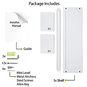 Wallniture Madrid Floating Shelves Wall Bookshelves, Wood White Bookshelf for Kids Books, Picture Frames, Nursery Wall Decor Set of 3