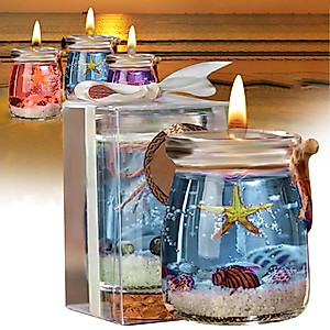 Ocean Theme Blue Purple Pink Gel Candle, Ocean Theme Scented Candle, Ocean Shell Gel Wax Candle, Handmade Starfish Whelk Wax Gel Wax Decorative, Gifts for Meditation Stress Relief Mood (A Type*1)