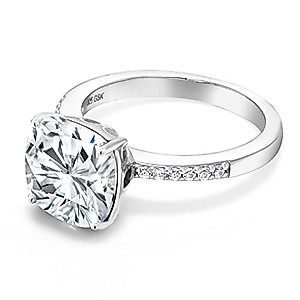 Gem Stone King 925 Sterling Silver 10MM Cushion Cut Gemstone Birthstone Engagement Ring | Wedding Anniversary Promise Ring For Women | Available In Size 5, 6, 7, 8, 9