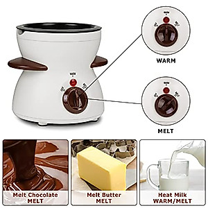 Micnaron Chocolate Fondue Pot Electric Chocolate Melting Pot Chocolate Maker Chocolate Marshmallow Candy Melting Warming Fondue Set Dipping Pot with 10pcs Forks & Removable Pot for Party, White
