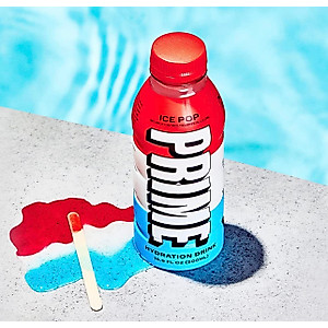 Prime Hydration Drink Sports Beverage "ICE POP," Naturally Flavored, 10% Coconut Water, 250mg BCAAs, B Vitamins, Antioxidants, 834mg Electrolytes, Only 20 Calories per 16.9 Fl Oz Bottle (Pack of 15)