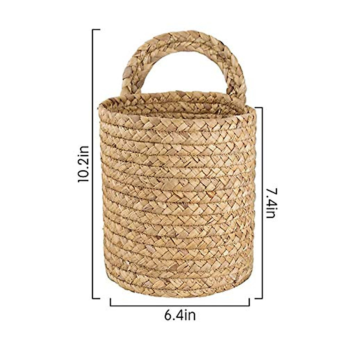HUIKJI 2Pcs Water Hyacinth Hanging Baskets,Hand Woven Baskets for Plants & Accessories,Wall Hanging Small Storage Baskets Natural Sea Weed Baskets Garden Plant Baskets