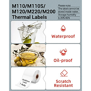 Multi-Purpose Square Self-Adhesive Label for Phomemo M110/M221/M220/M120/M200 Label Printer,1.97"x3.15"(50x80mm),100 Labels/Roll, Black on White