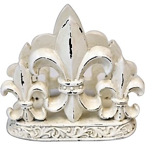 Distressed White Vintage Fleur de Lis Napkin Holder (Mail Holder) French Stylish Tabletop Decoration
