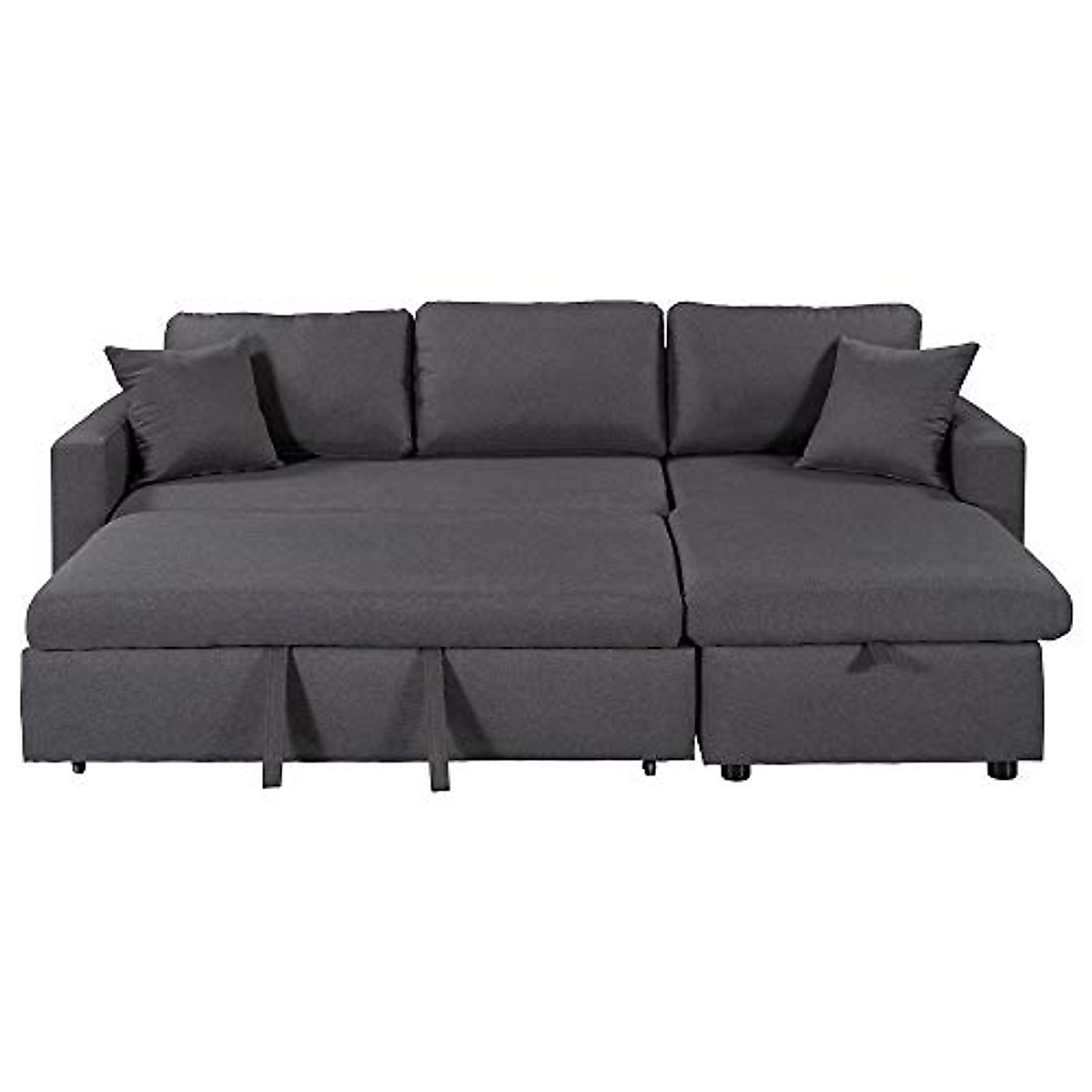 DHHU Living Room Furniture Set, Modern Style Upholstery Sofa with Storage Space/2 Tossing Cushions,Grey