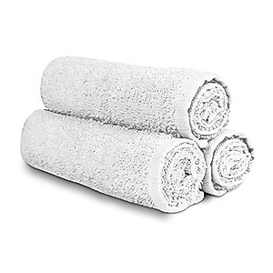 American Terry Mills 100% Cotton Economy Salon Towels Gym Towels Hand Towel, Maximum Softness, Absorbency & Durability, (15" L x 25" W 2.25Lbs/Doz, White, 24 Piece