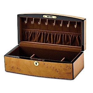 Burlwood Veneer Gloss Finish with Lift Tray Jewelry Box 11"