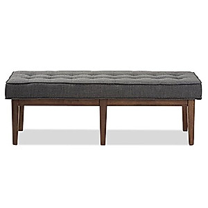 Baxton Studio Lucca Button Tufted Dining Bench in Dark Gray