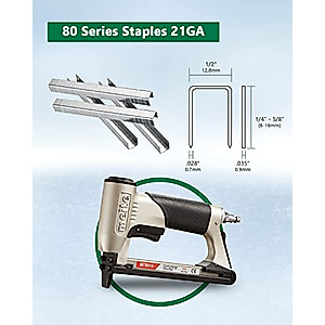 meite MT8016 Pneumatic Upholstery Stapler 21 Gauge 1/2" Crown 1/4" to 5/8" Length Industrial Fine Wire Stapler