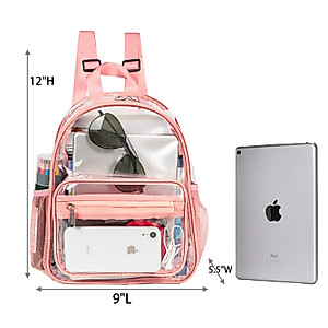 SEIMMIE Clear Mini Backpack Stadium Dedicated,Waterproof Transparent PVC Backpack,Suitable for Work, Travel, and Sports,Age：over 3 years old(pink)