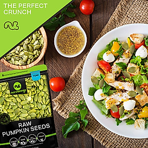 Nut Cravings - Raw Pumpkin Seeds Pepitas, Unsalted, Shelled, Equivalent to Organic (16oz - 1 LB) Bulk Nuts Packed Fresh in Resealable Bag - Healthy Protein Snack, All Natural, Keto, Vegan, Kosher