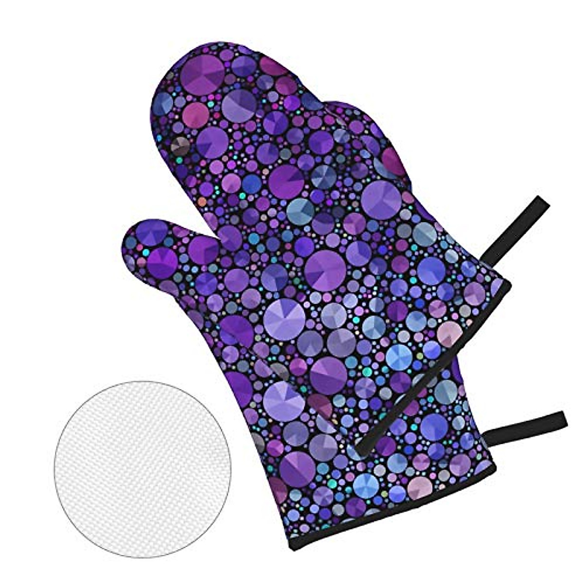 Purple Circles Oven Mitts and Pot Holders Set Heat Resistant Oven Gloves Flexible for Kitchen Cooking Baking Grilling Microwave